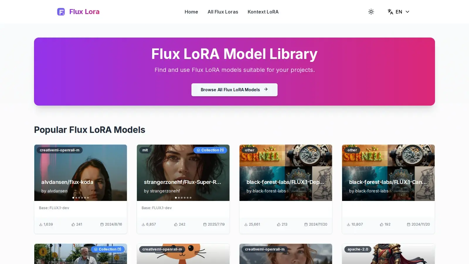 Flux LoRA Model Library: Machine Learning AI Tool | Awesome AI Tools