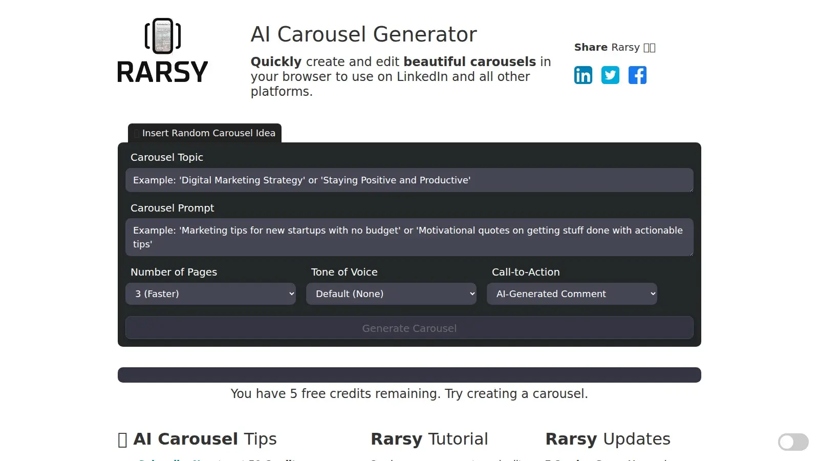 AI Carousel Generator: Content Generation, Web Development AI Tool | Awesome AI Tools
