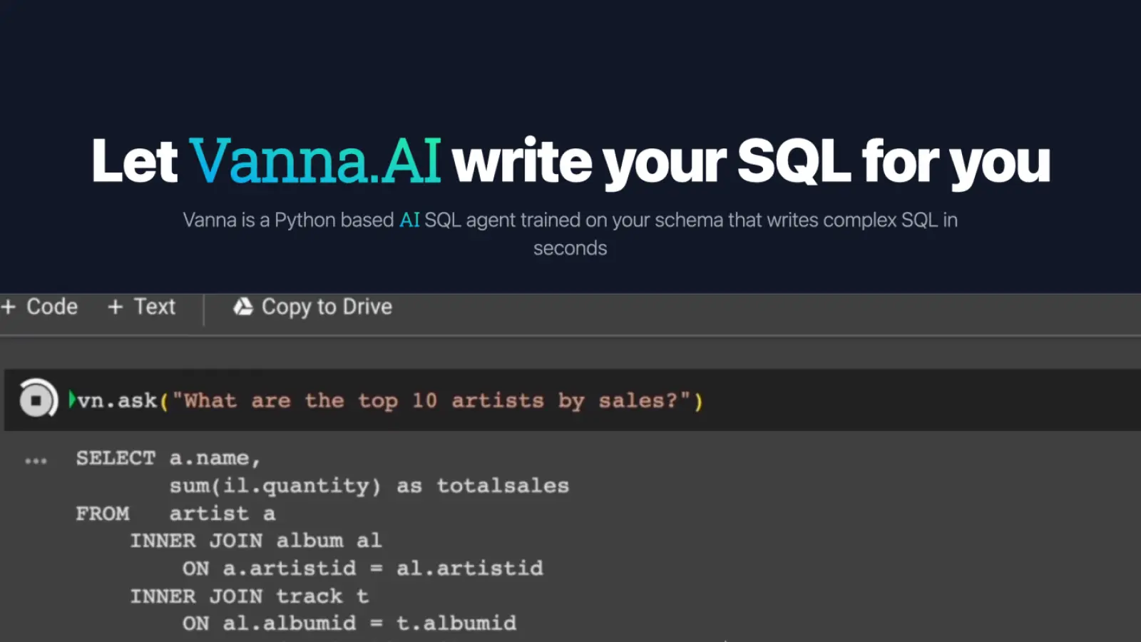 Vanna.AI - Personalized AI SQL Agent: Analytics, Business Intelligence AI Tool | Awesome AI Tools