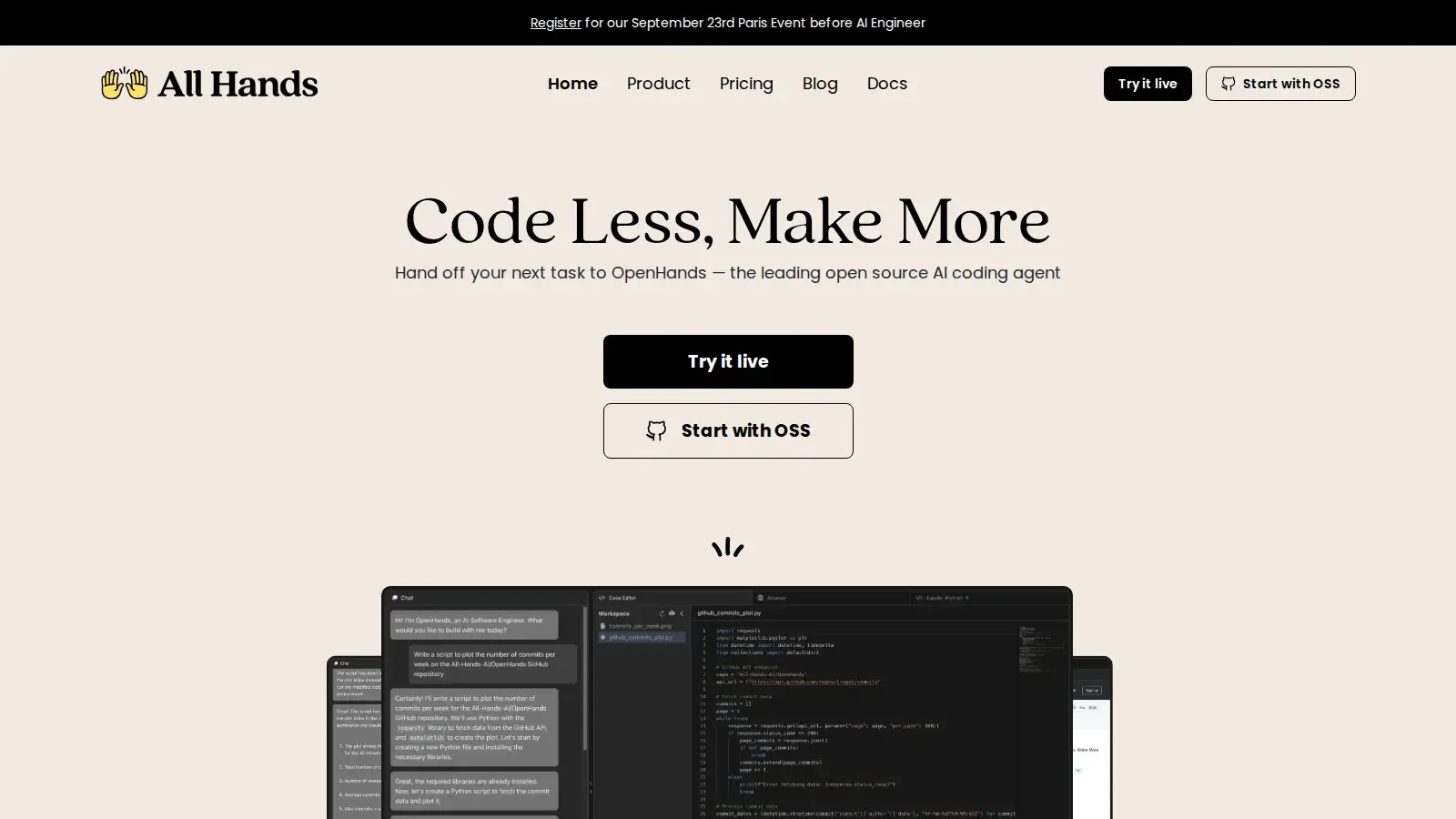 OpenHands AI Coding Agent: Content Generation, Machine Learning AI Tool | Awesome AI Tools